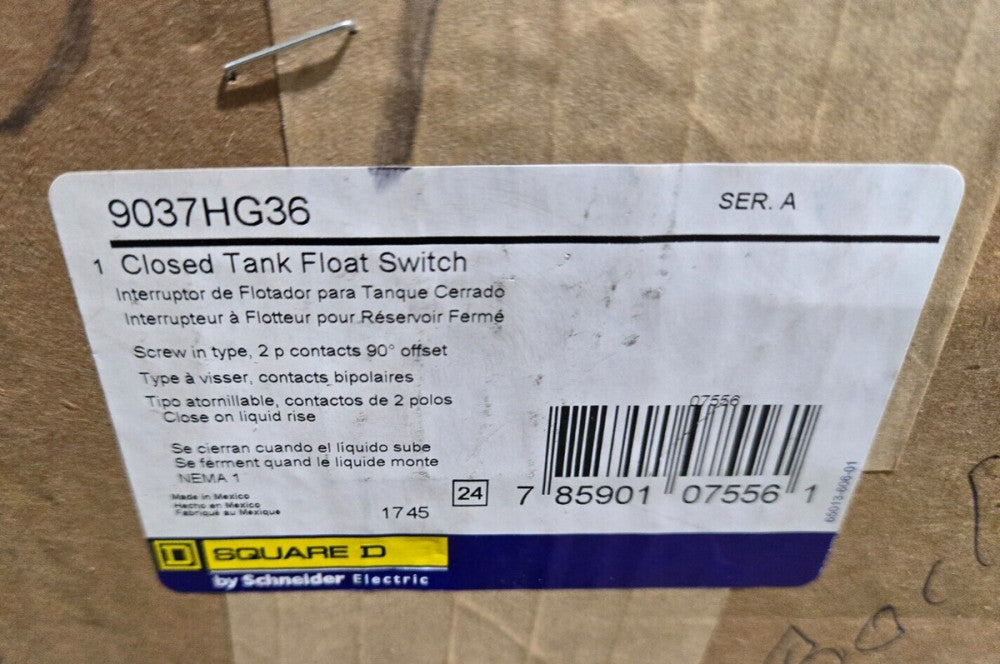 SQUARE D 9037HG36 CLOSED TANK FLOAT SWITCH - NEW – SPMX SOLUCIONES ...