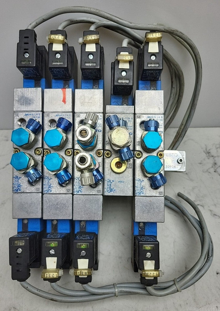 Festo PAL-1/4-6B Terminal Block With Festo JMVH-5-1/4B Solenoid Valves ...