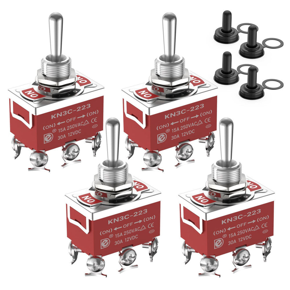 Momentary Toggle Switch 12V DC 3 Way 30 Amp DPDT 6 Pin (ON)-Off-(ON) W ...