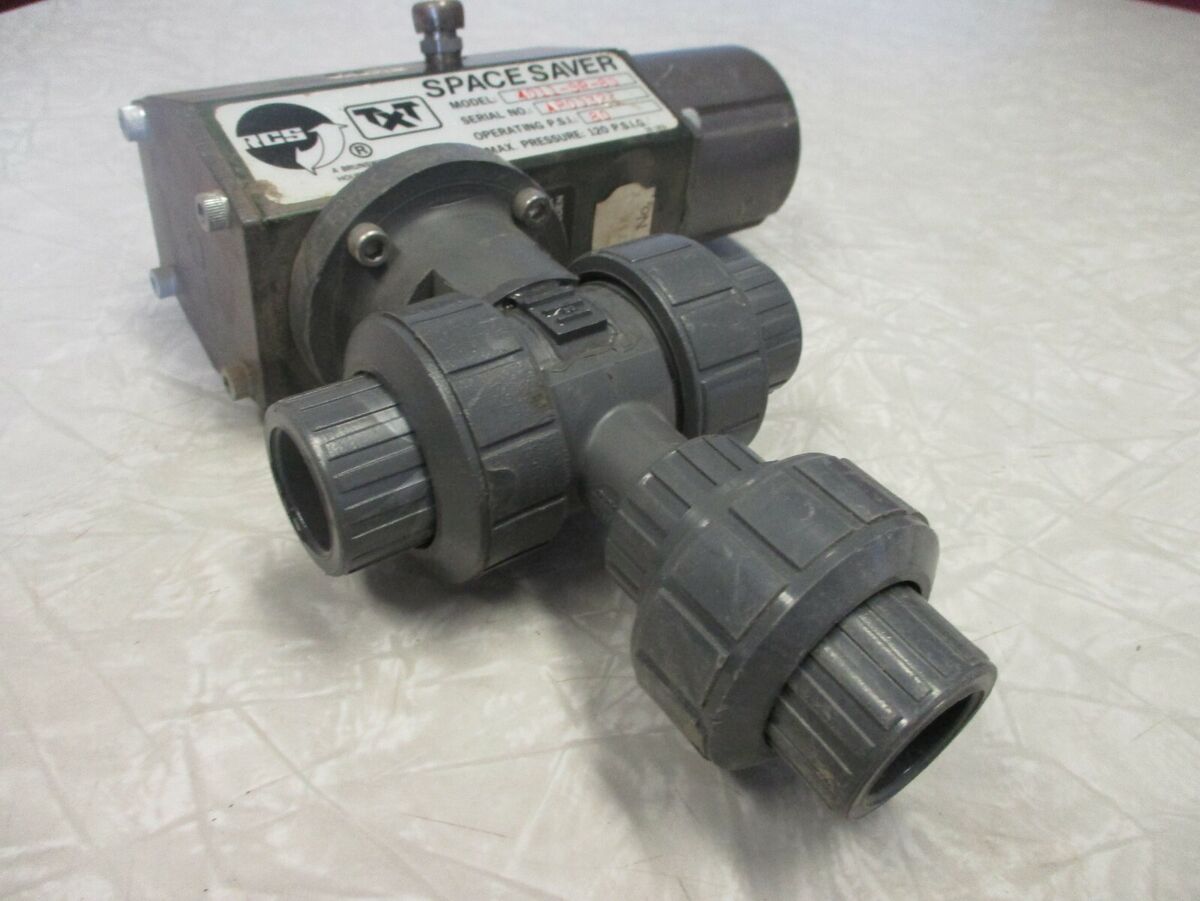 3-Way PVC Ball Valve NIBCO 1/2" Class 100 Socket End w/ Space Saver Ac ...