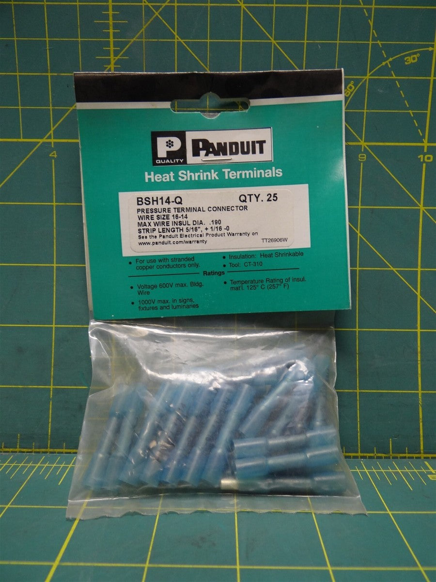 (Qty: 25) Panduit Ins. Heat Shrink Terminal Butt Splice Crimp BSH14-Q ...