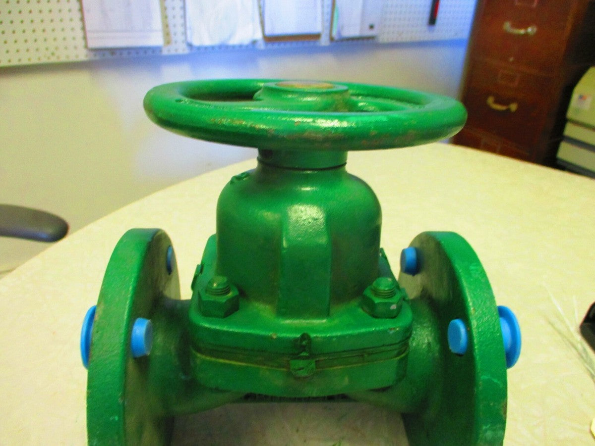 Weir Diaphragm Valve GRINNELL 2" FF Flanged Cast Iron Neoprene Diaphra ...