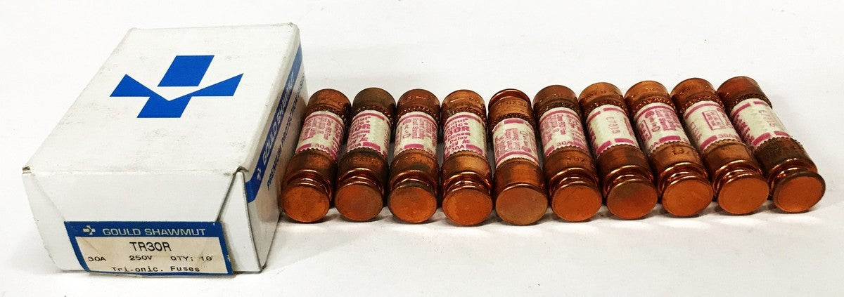 Gould Shawmut Tri-onic 30A 250VAC Class RK5 Fuse TR30R [Lot of 10] NOS ...